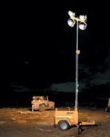 Diesel-powered, portable light towers