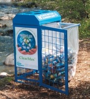 Stationary, high visibility recycling collection system