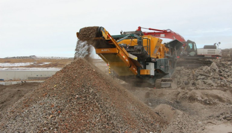 Mobile Impact Crusher Tackles Edmonton Waste Pile