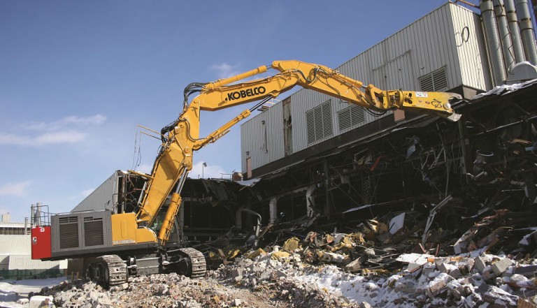 Priestly Demolition puts massive Kobelco demolition excavator to work