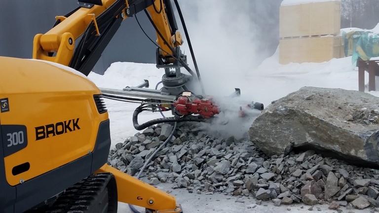 TEI's latest hydraulic drifter rock drill pairs with Brokk demolition ...
