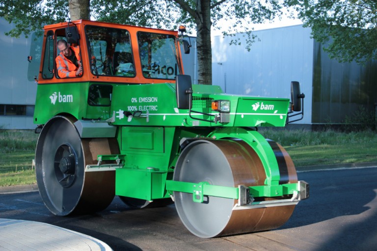 Watch: First fully electric asphalt roller hits the road