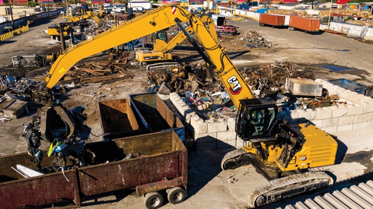 The latest Cat tracked material handlers are built for scrap and C&D