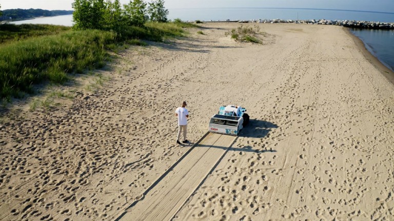 Beach and water cleaning drones to clean up the Great Lakes