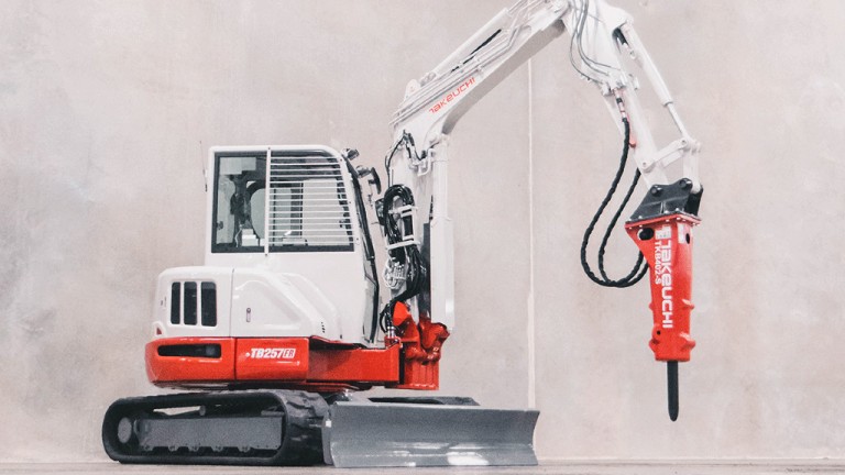 Takeuchi launches line of sound-suppressed hydraulic hammers
