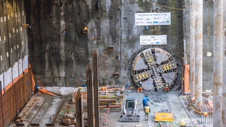 First TBM arrives at Vancouver's Broadway City Hall Station