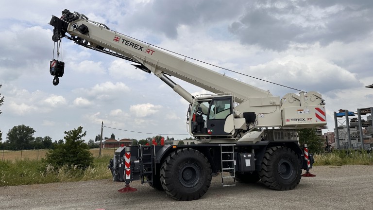 Terex rough terrain crane compact enough to maneuver constricted job sites