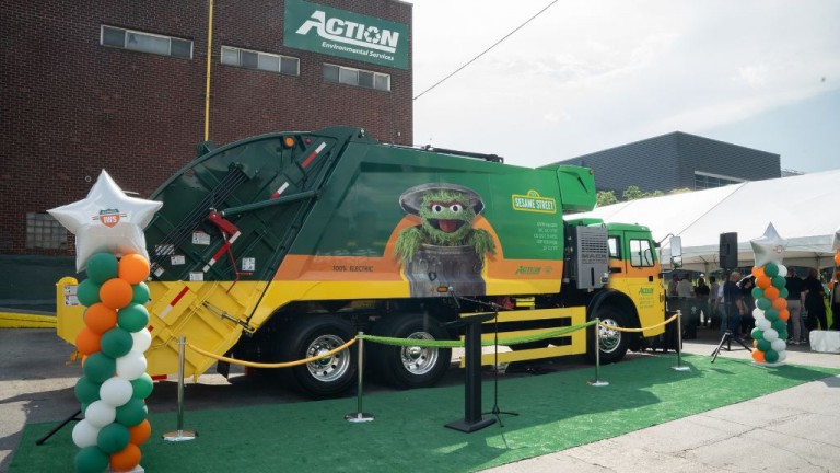 Action’s first all-electric collection truck features a beloved character