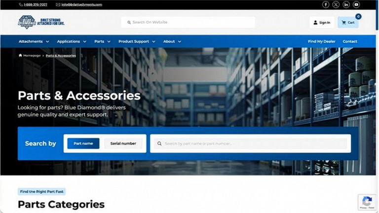 Blue Diamond’s new parts and accessories website